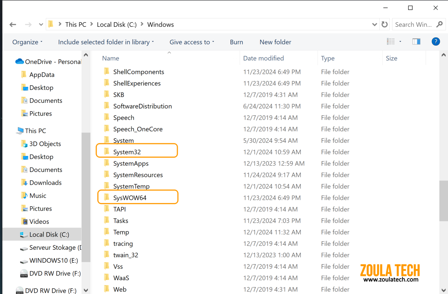 Fonction du dossier SysWOW64 sur Windows